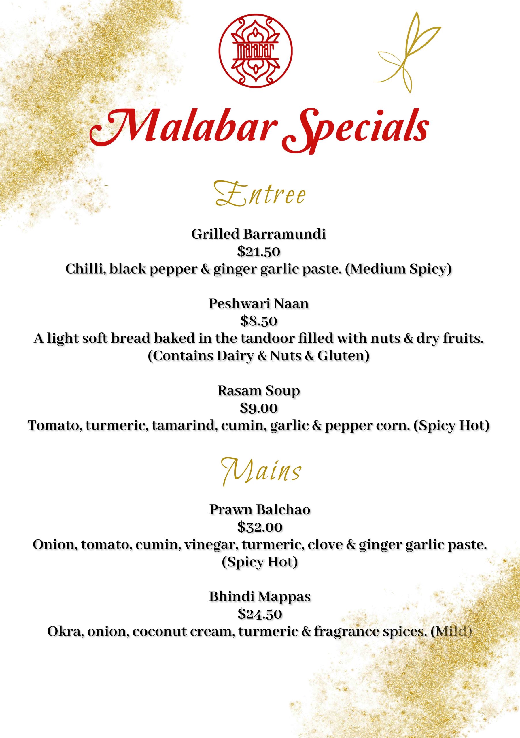 Malabar Specials – Indian Restaurant Sydney | Malabar Crows Nest