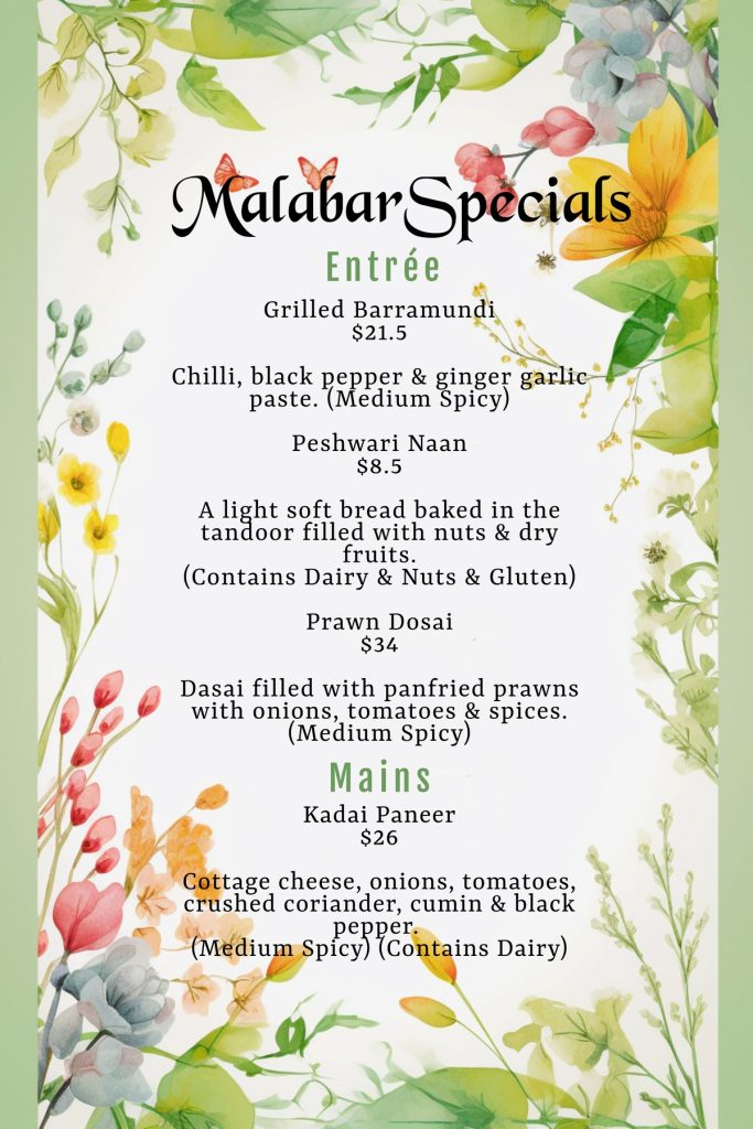 Malabar Specials – Indian Restaurant Sydney | Malabar Crows Nest